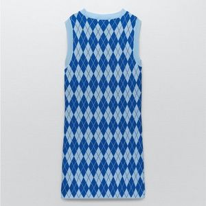 Zara | Dresses | Zara Diamond Pattern Knit Dress Blue Nwt | Poshmark
